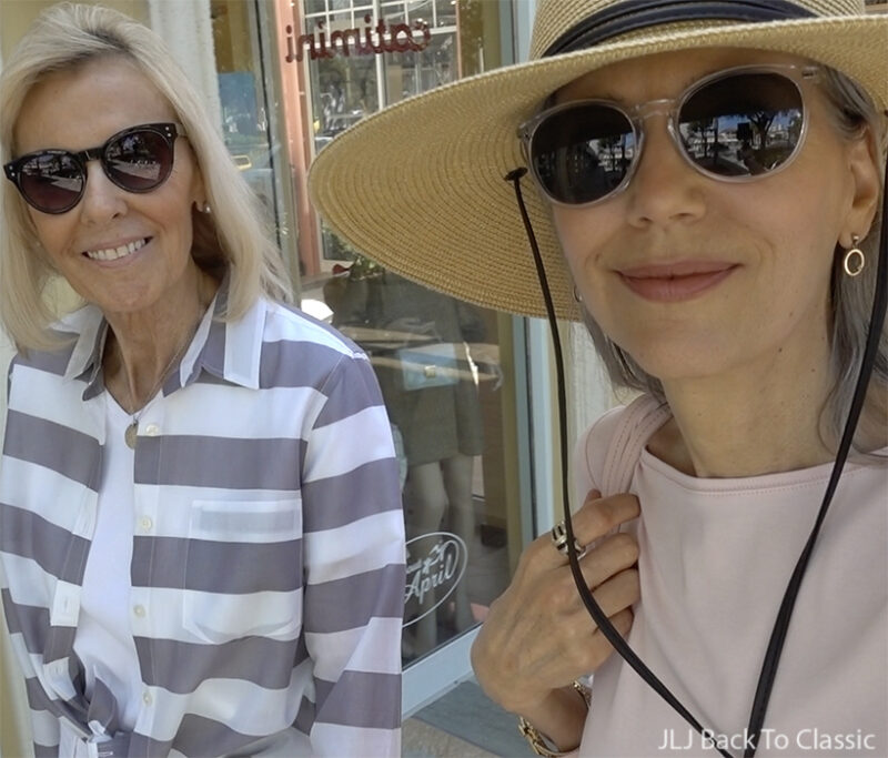 Vlog: Blush Three-Quarter Sleeve Tee, Navy-Print Slim Pants, Blush Kate ...