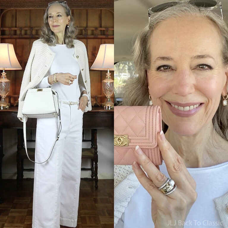 Timeless Style, Chilly Day: Fendi White Mini Peekaboo, Ivory Cardigan ...